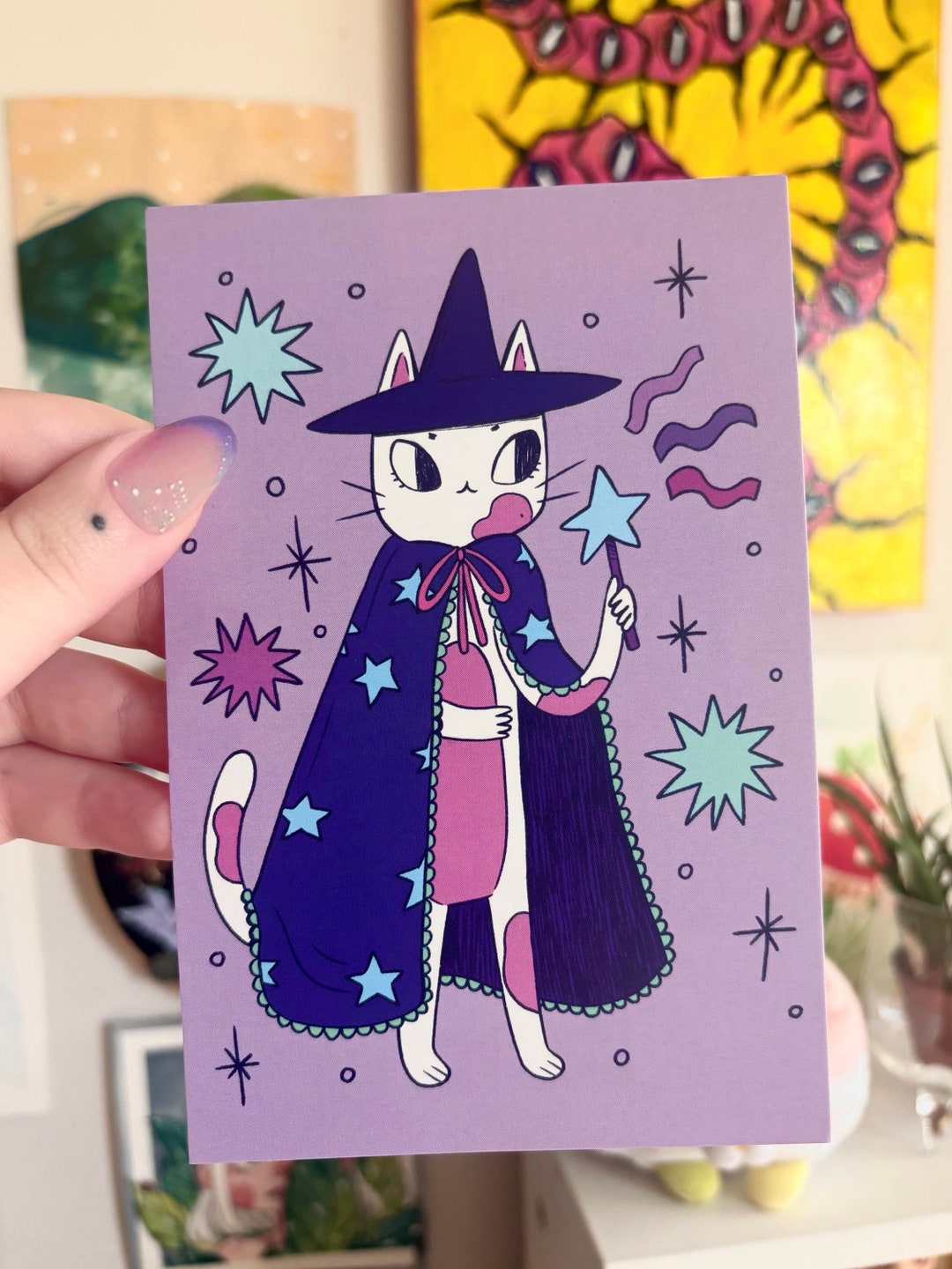 Wizard Cat Mini Print - Etsy