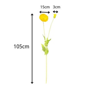5 Stems Large Poppy Flower Long Stem Artificial Poppy Faux Flower ...