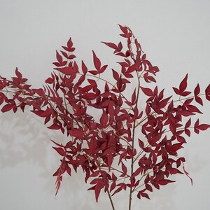 Artificial Red Leaves Spray Faux Nandina Leaves Stem Fake Greenery Fall ...