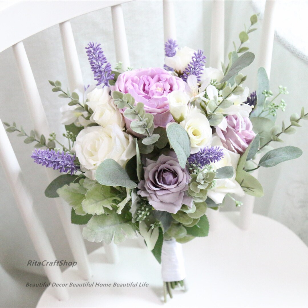 Light Purple and Cream White Bouquet/ Light Purple White/ - Etsy