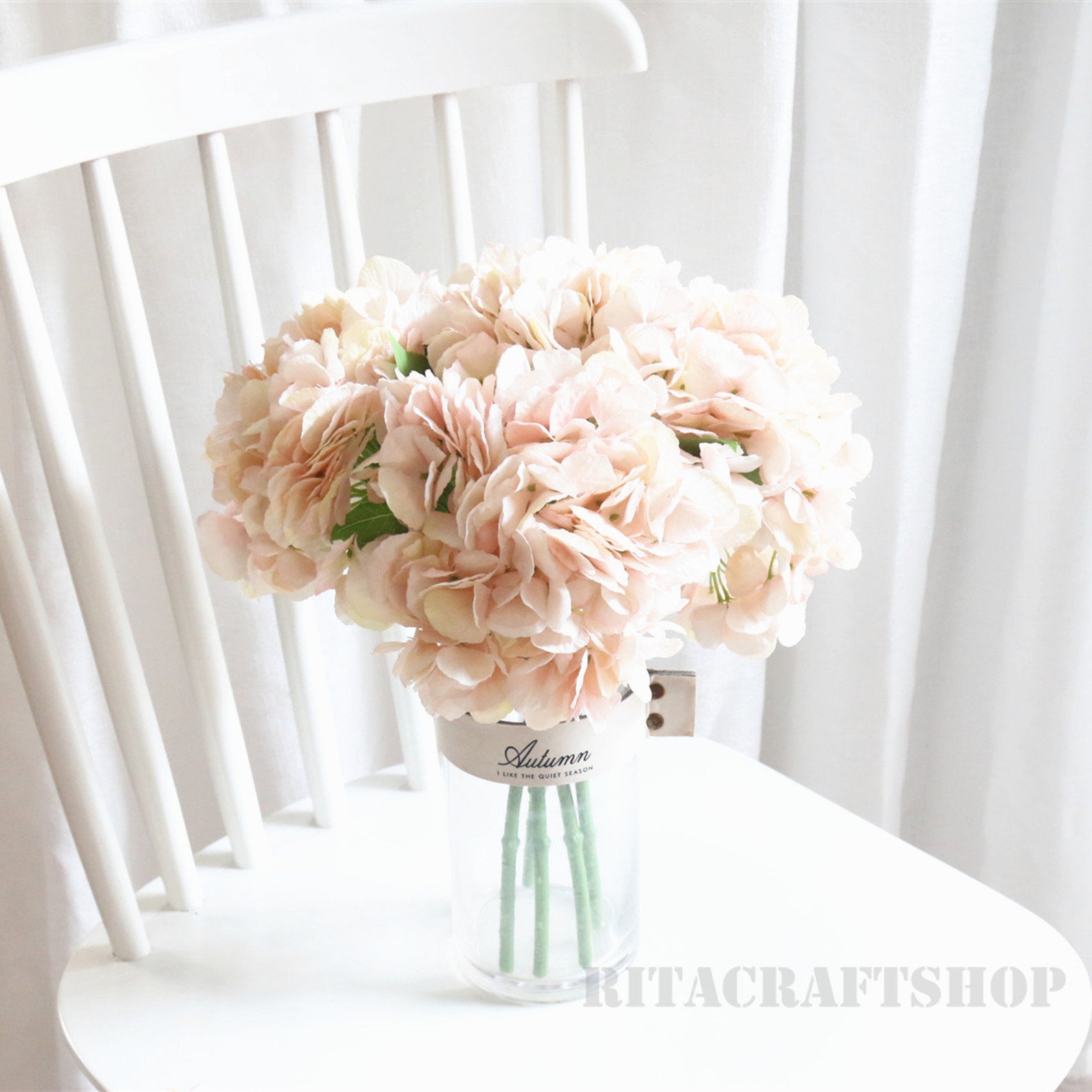 Artificial Hydrangea Champagne Pink Faux Blush Pink Flower | Etsy