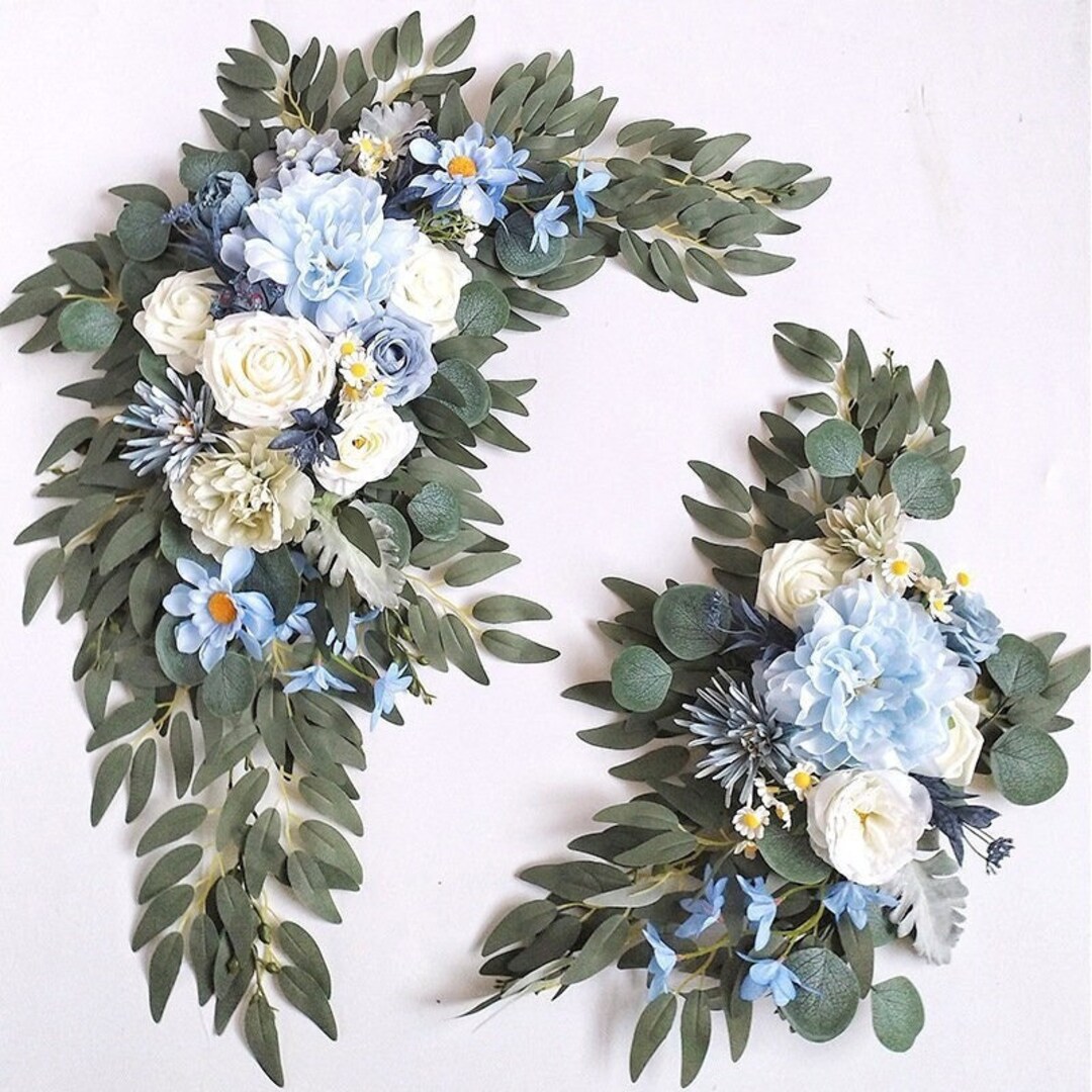 1 Set Wedding Arch Flower Swag White and Blue Flower Arch Arrangement ...
