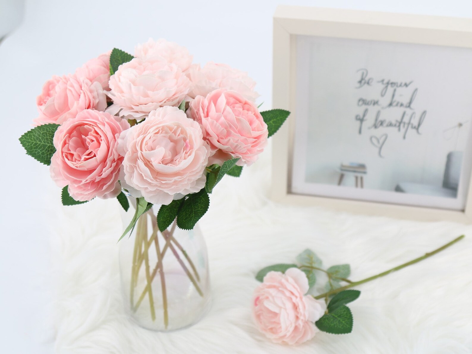 10 Stems Artificial Silk Pink Rose Fake White Rose Faux Blue | Etsy