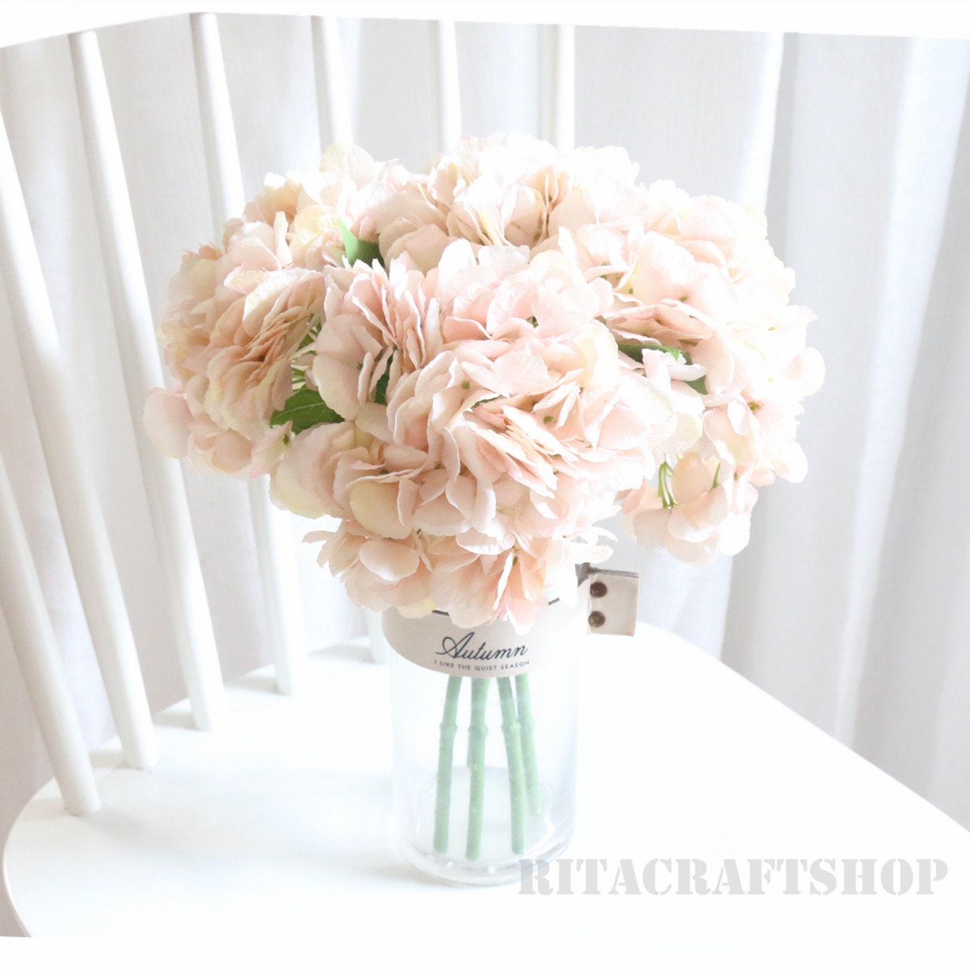 Artificial Hydrangea Champagne Pink Faux Blush Pink Flower - Etsy