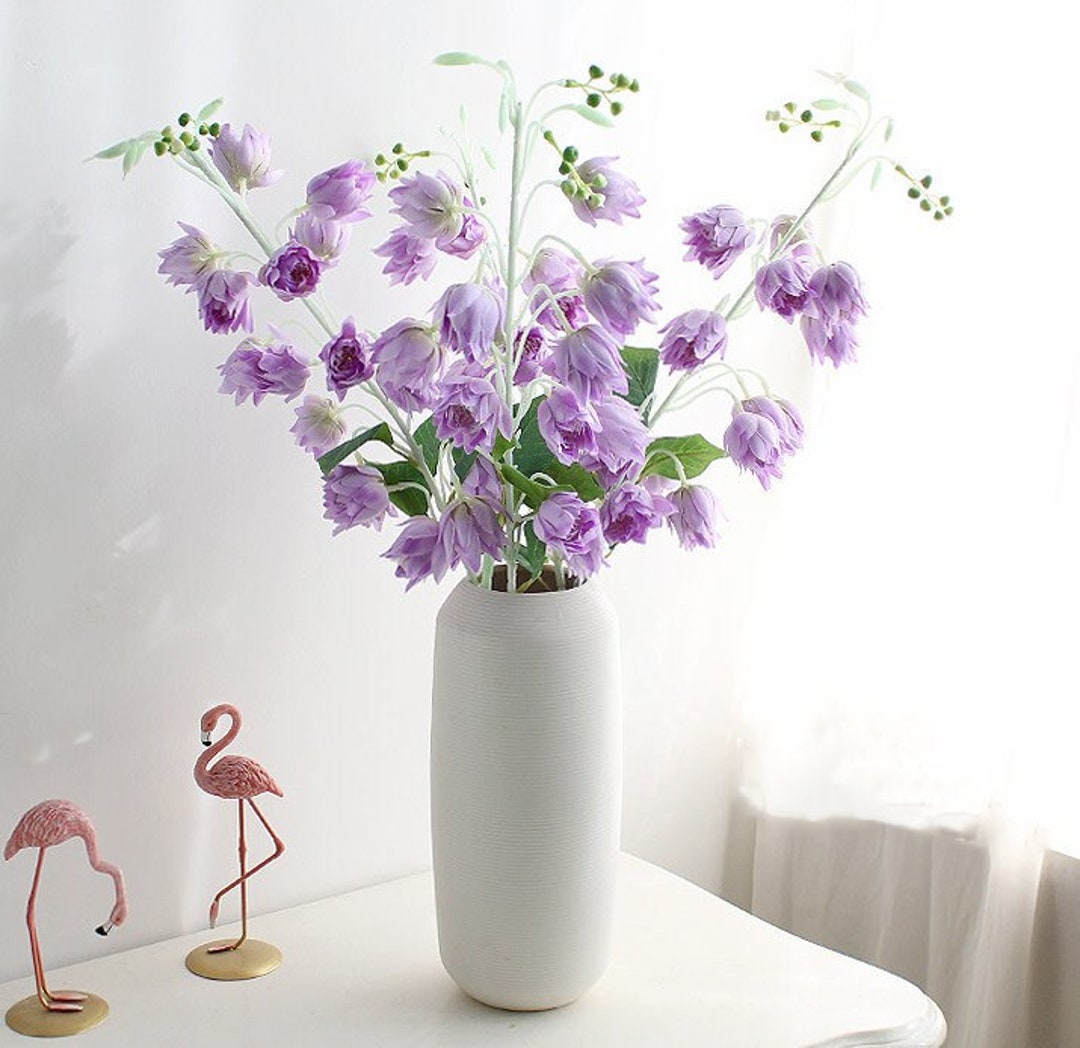 5 Stems Artificial Campanula Flower Fake Bell Flower Faux Purple Blue ...