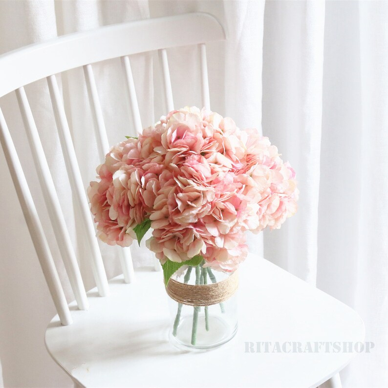 Artificial Hydrangea Champagne Pink Faux Blush Pink Flower | Etsy