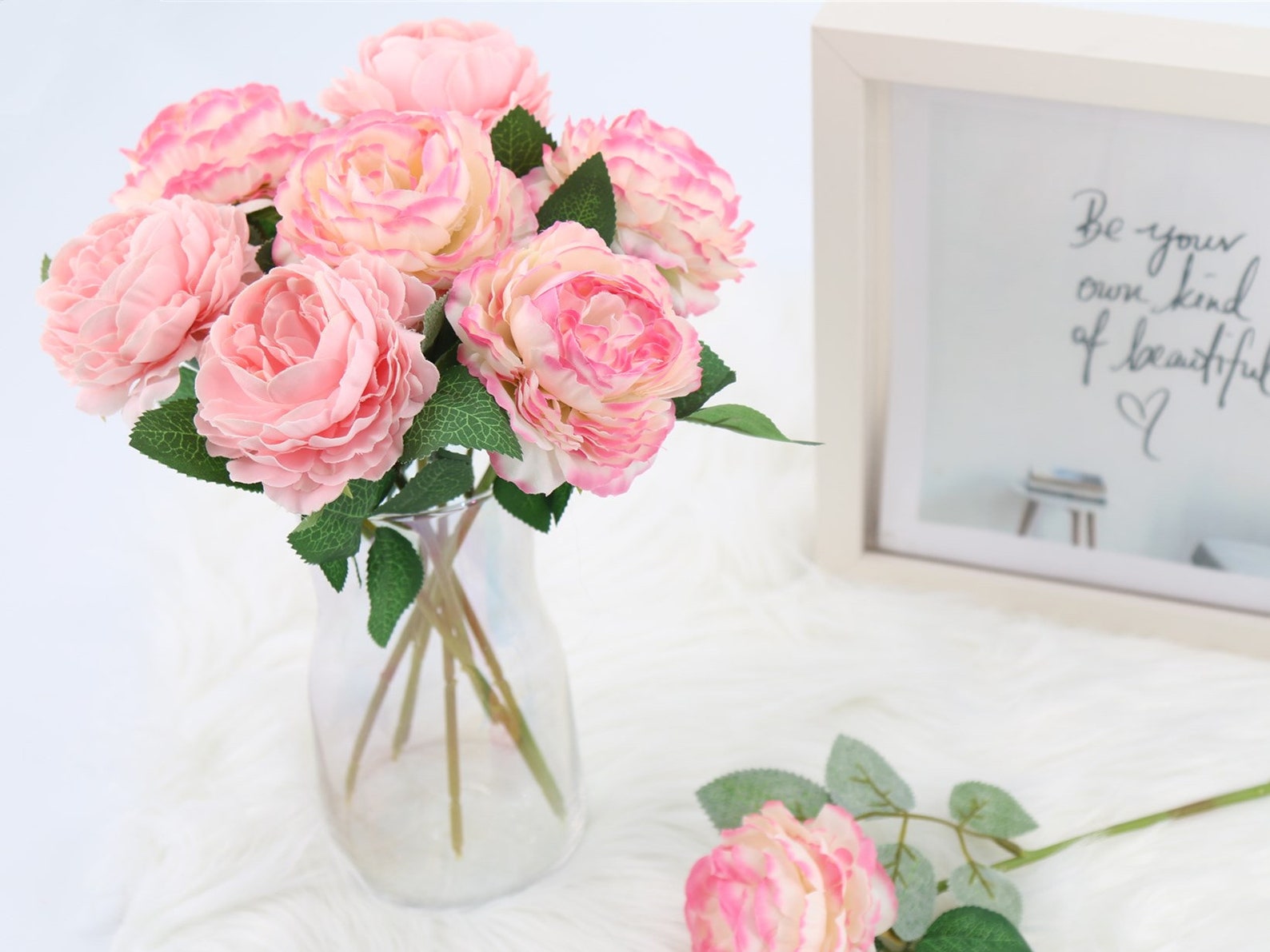 10 Stems Artificial Silk Pink Rose Fake White Rose Faux Blue | Etsy