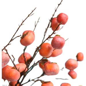 Artificial Persimmon Stem Fake Fruit Spray Faux Flower Arrangement ...