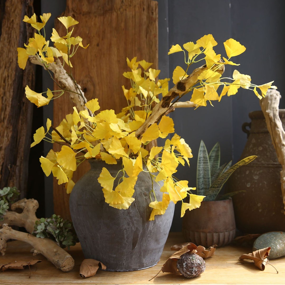 3 Stems Artificial Gingko Leaves Spray Faux Ginkgo Foliage - Etsy
