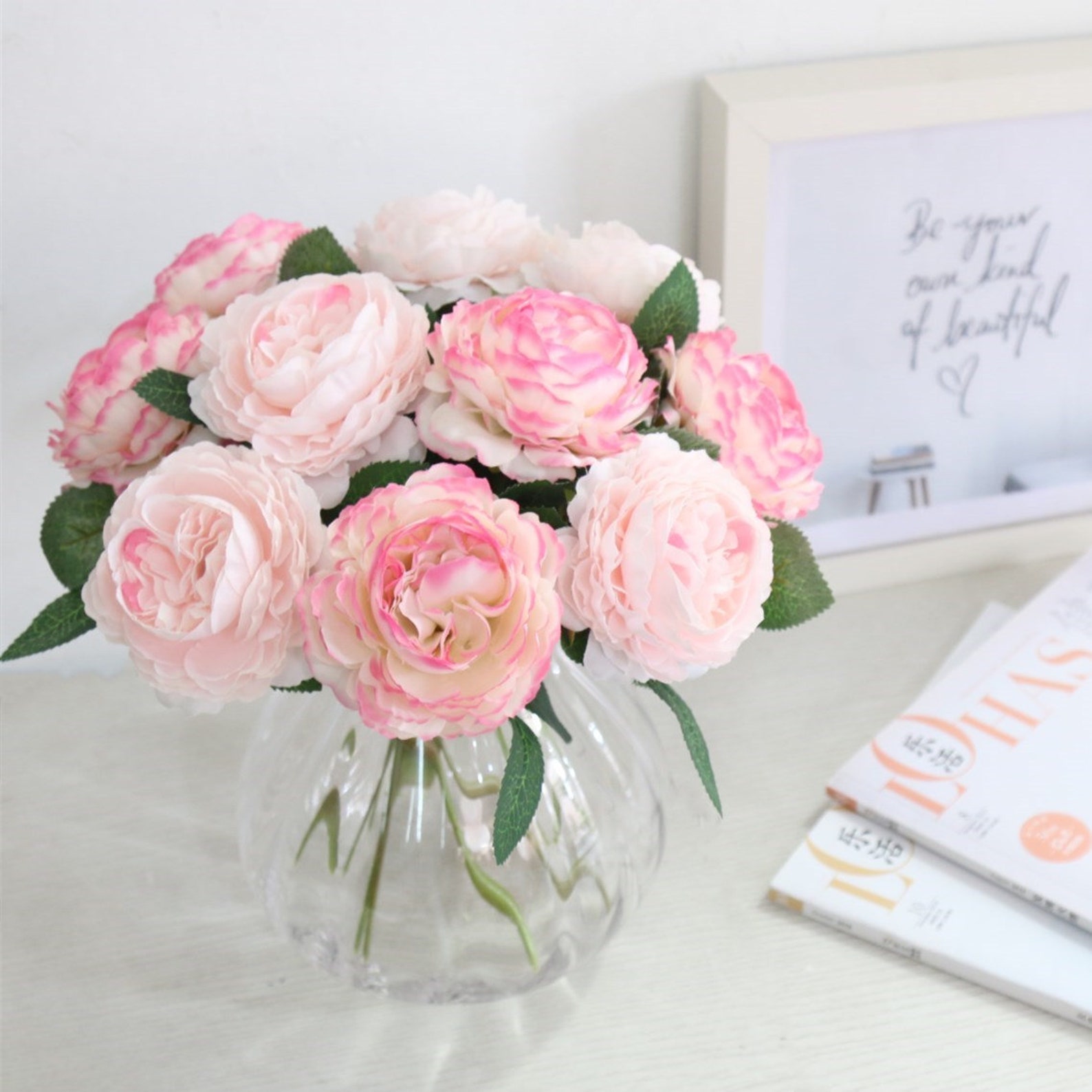 10 Stems Artificial Silk Pink Rose Fake White Rose Faux Blue | Etsy