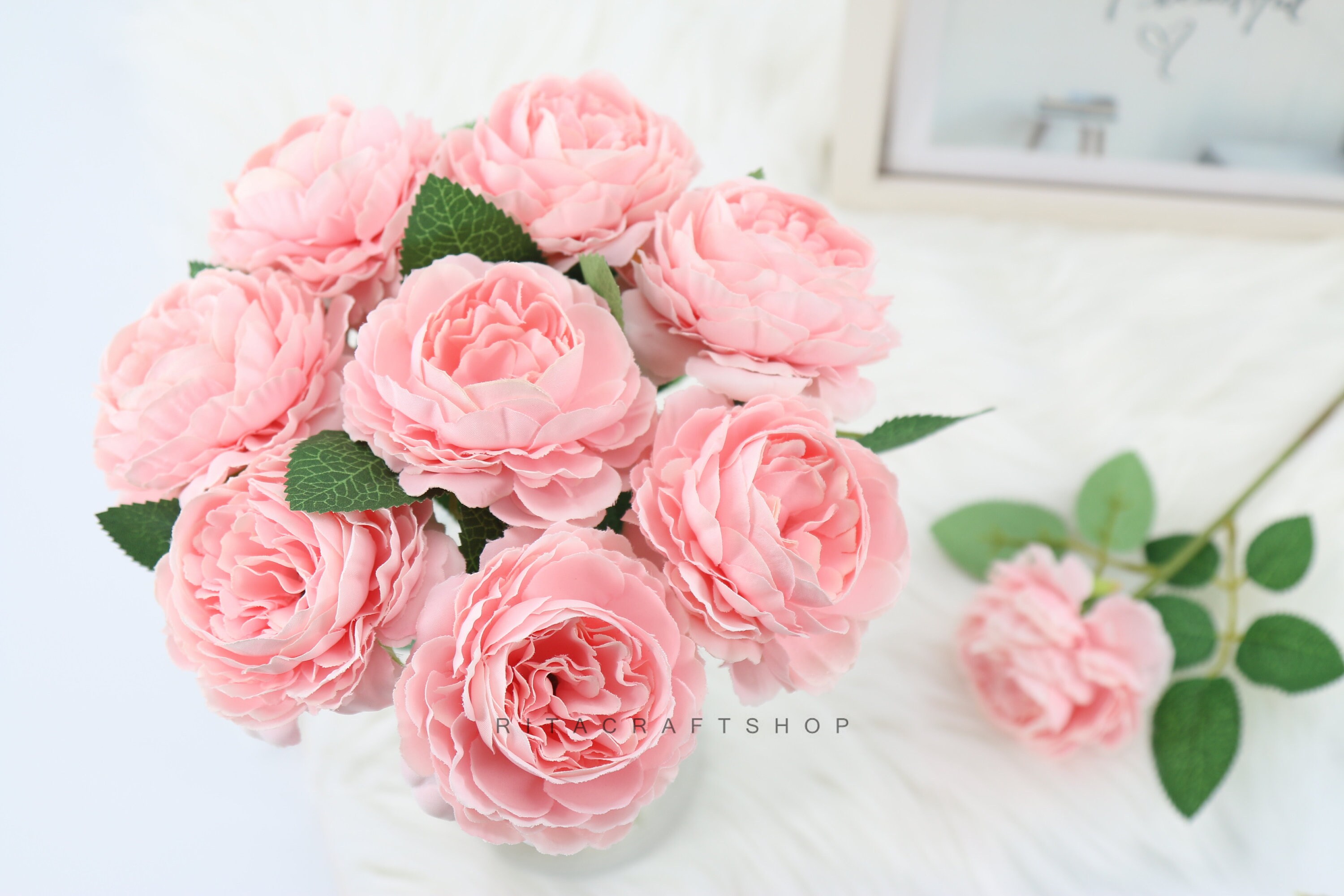 10 Stems Artificial Silk Pink Rose Fake White Rose Faux Blue - Etsy