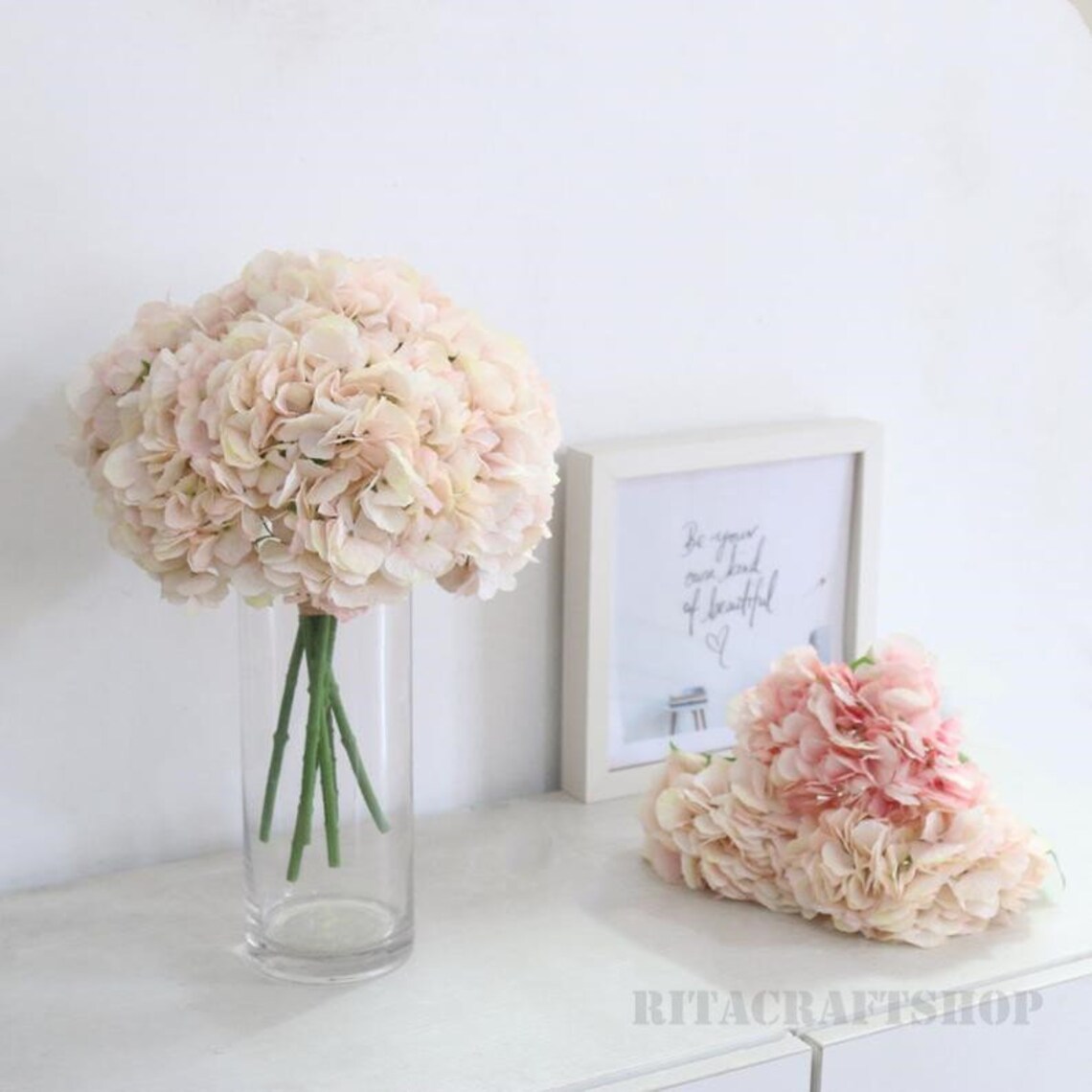 Artificial Hydrangea Champagne Pink Faux Blush Pink Flower - Etsy