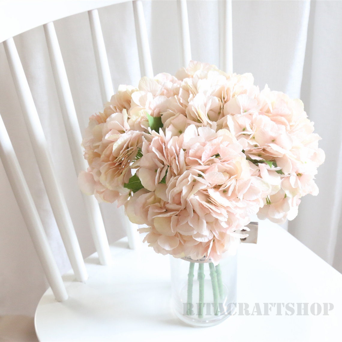Artificial Hydrangea Champagne Pink Faux Blush Pink Flower - Etsy