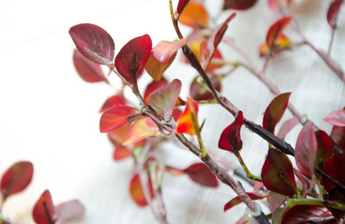 5 Stems Artificial Foliage Red Faux Leaves Autumn Fake Plant - Etsy