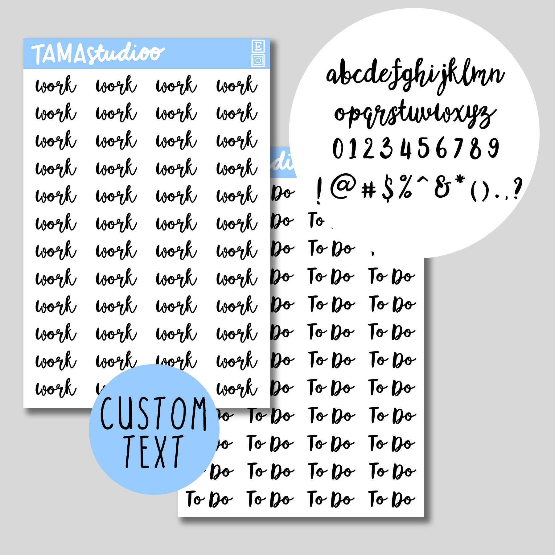 Custom Cursive Script Text Stickers Planner Stickers | Etsy