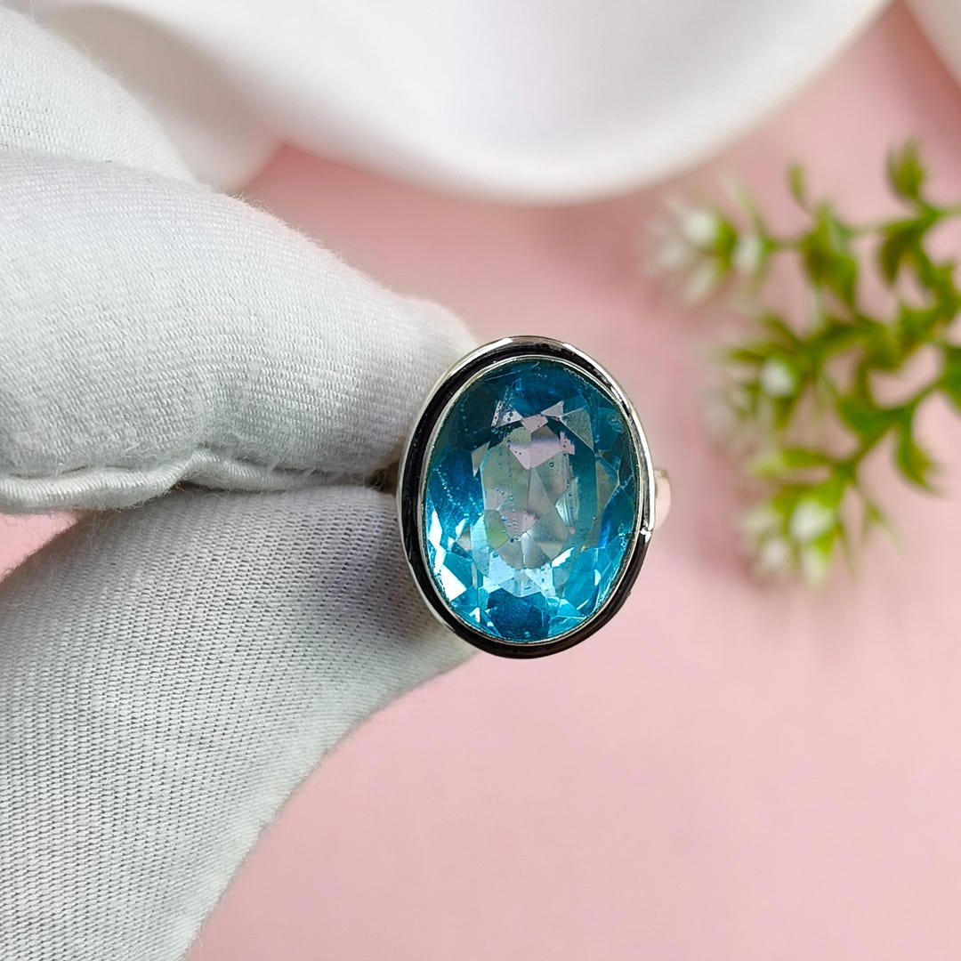 Oval Blue Topaz Ring: Handmade Sterling Silver December Birthstone - Etsy