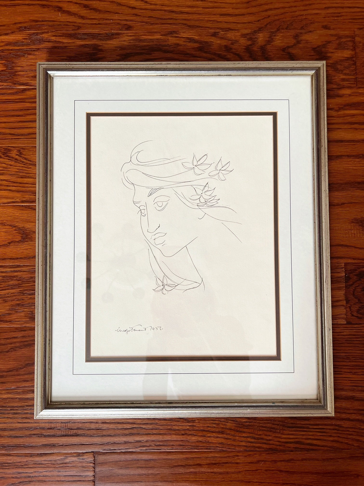 Vintage Line Portrait Art 'hawaiian Girl' Lithograph - Etsy