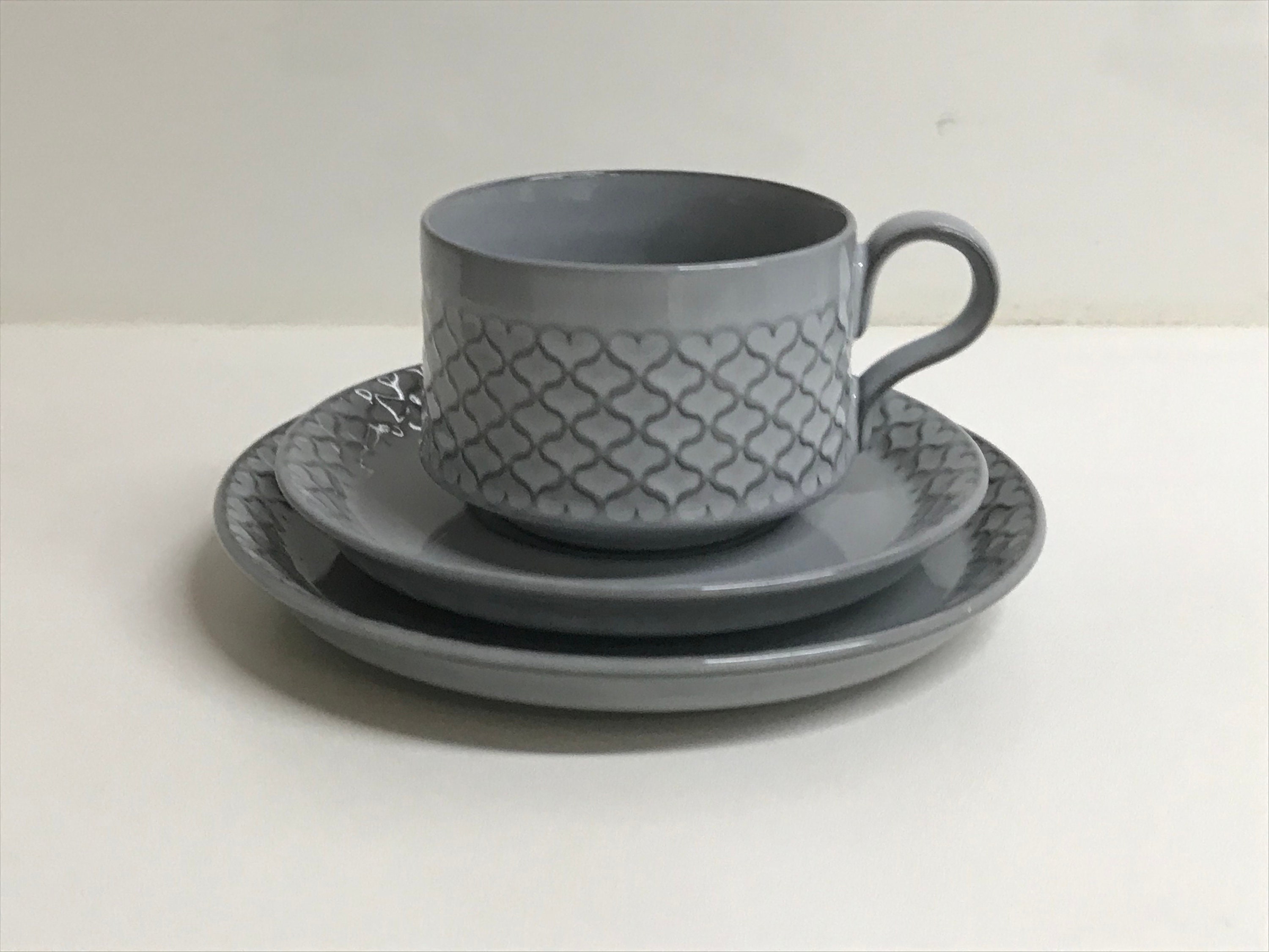 Jens H Quistgaard Stoneware Coffee CupSaucer and Side plate Trio ...