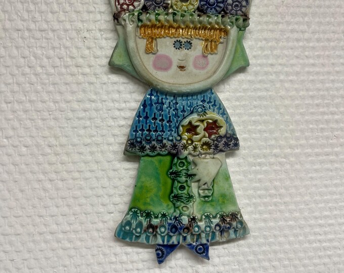 Vintage Gensini Ceramiche Italy Art Pottery Plaque Wall Hanging Girl - Etsy