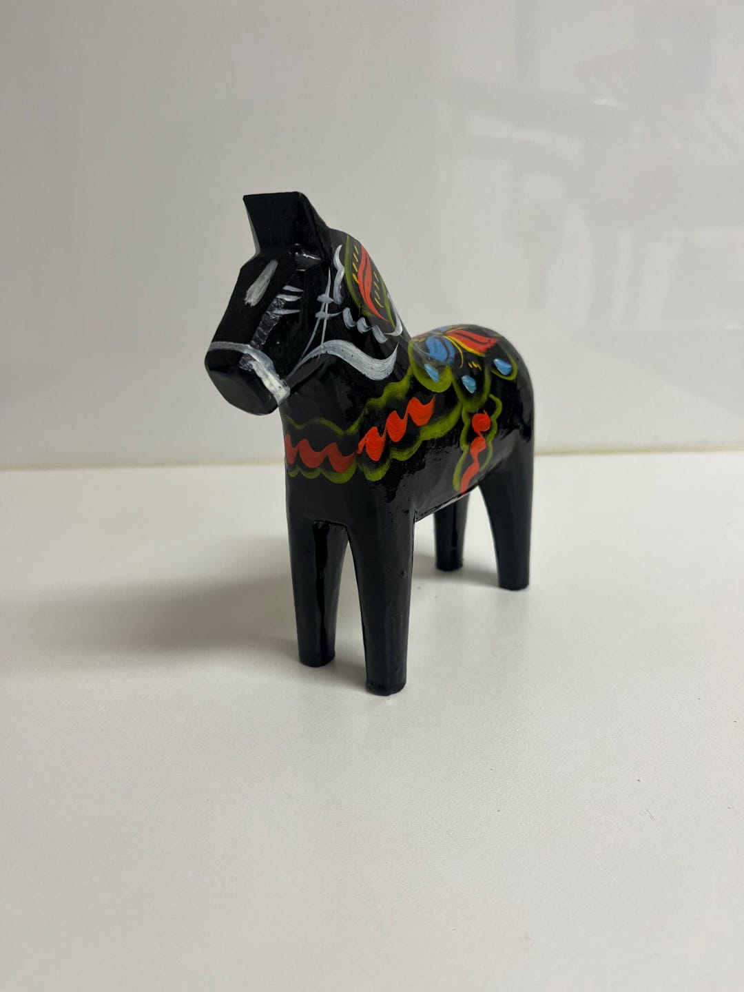 Black Dala Horse, Hand Carved & Painted, Swedish Traditional Dala Horse ...