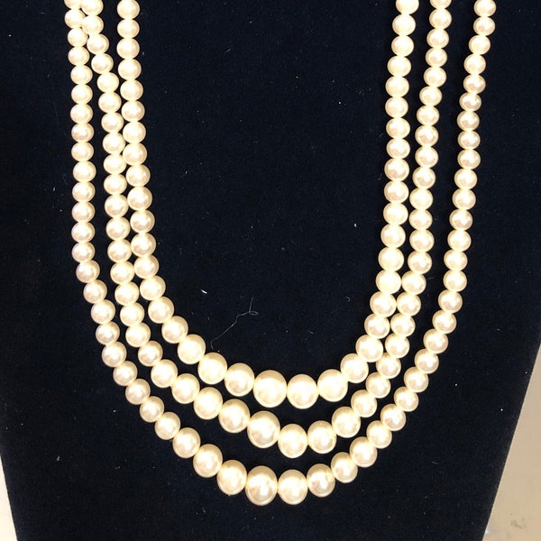 Triple Strand Pearl - Etsy
