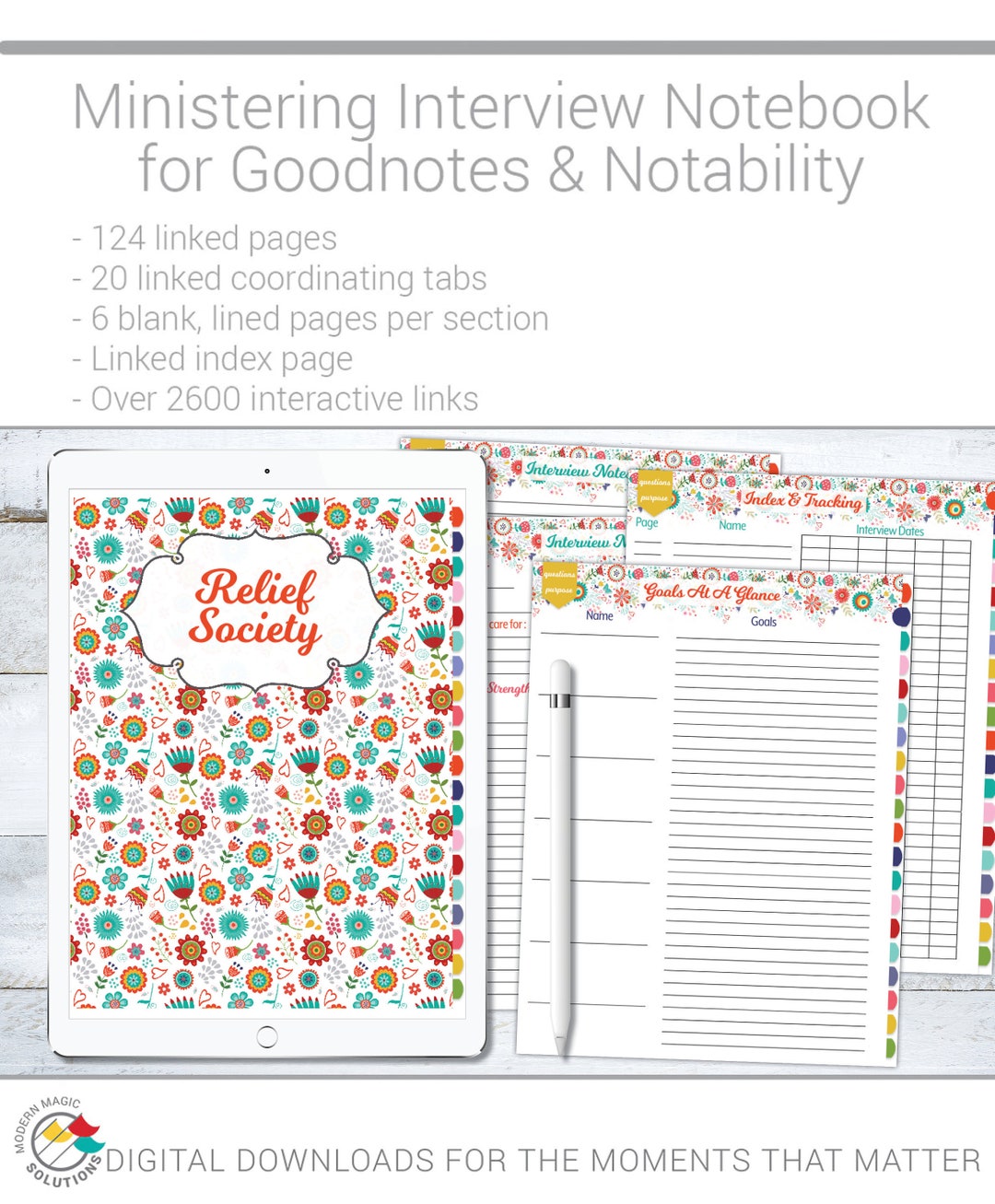 Digital LDS Ministering Interview Relief Society Notebook for Goodnotes ...