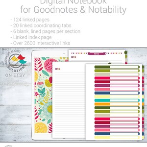 Digital Notebook for Goodnotes & Notability With Floral Cover- Digital ...