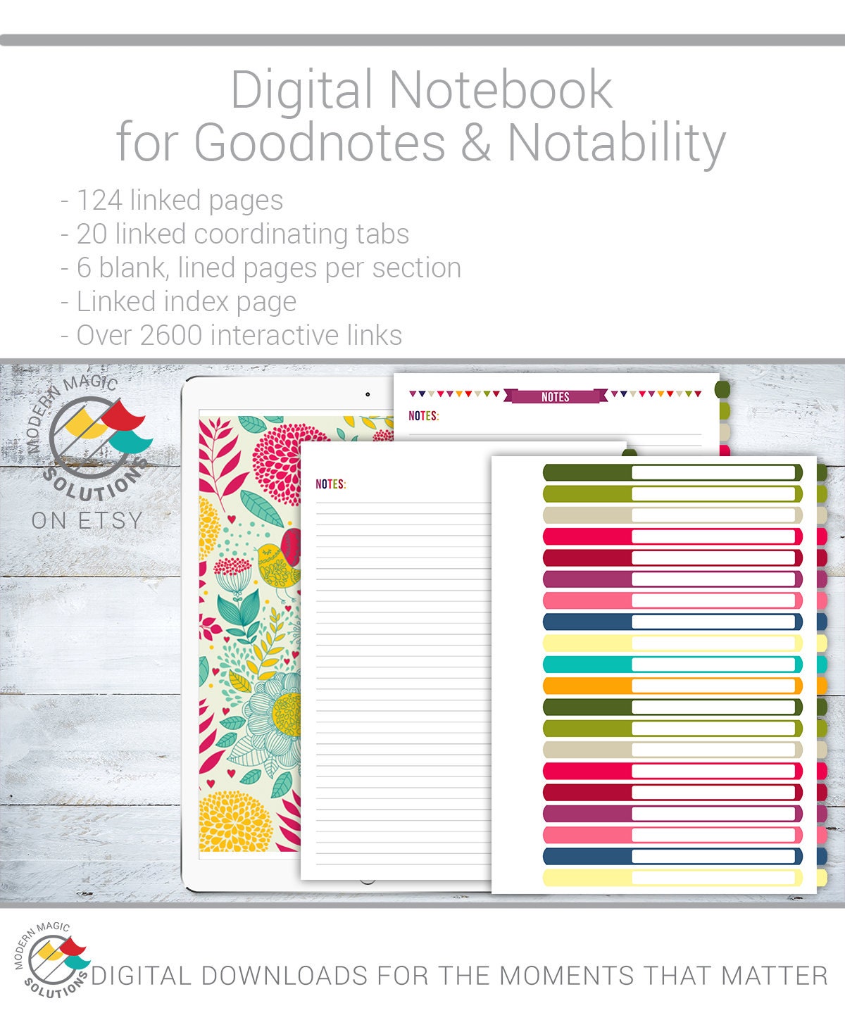 Digital Notebook for Goodnotes & Notability With Floral Cover- Digital ...