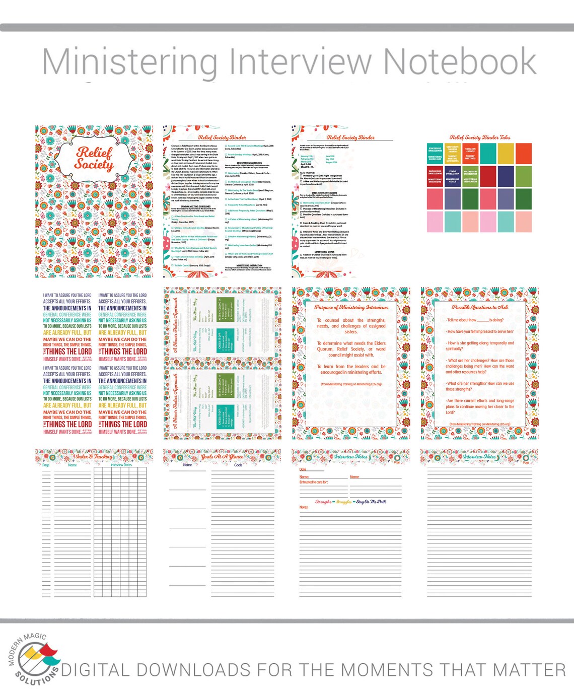 LDS Ministering Interview & Relief Society Binder - Digital Download ...