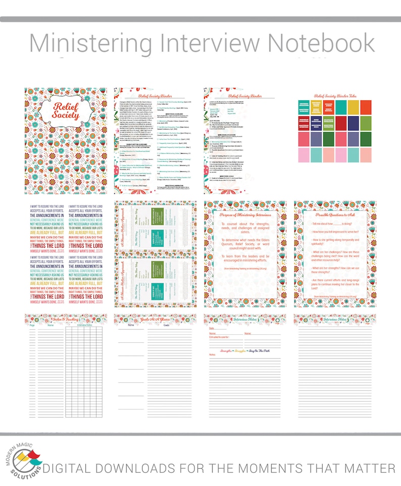 LDS Ministering Interview & Relief Society Binder - Digital Download ...