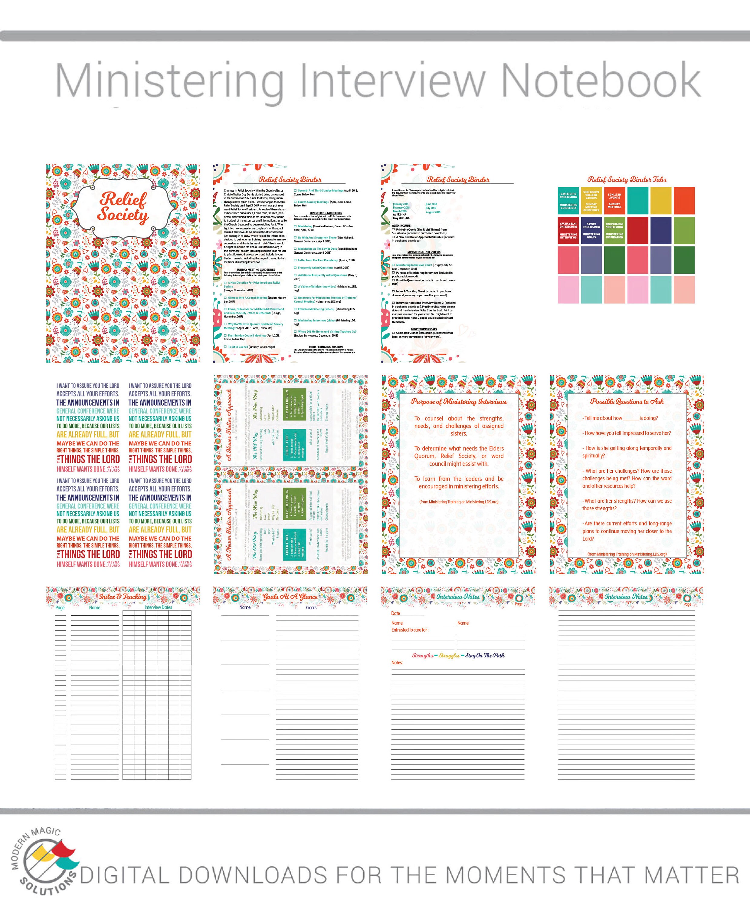 LDS Ministering Interview & Relief Society Binder - Digital Download ...