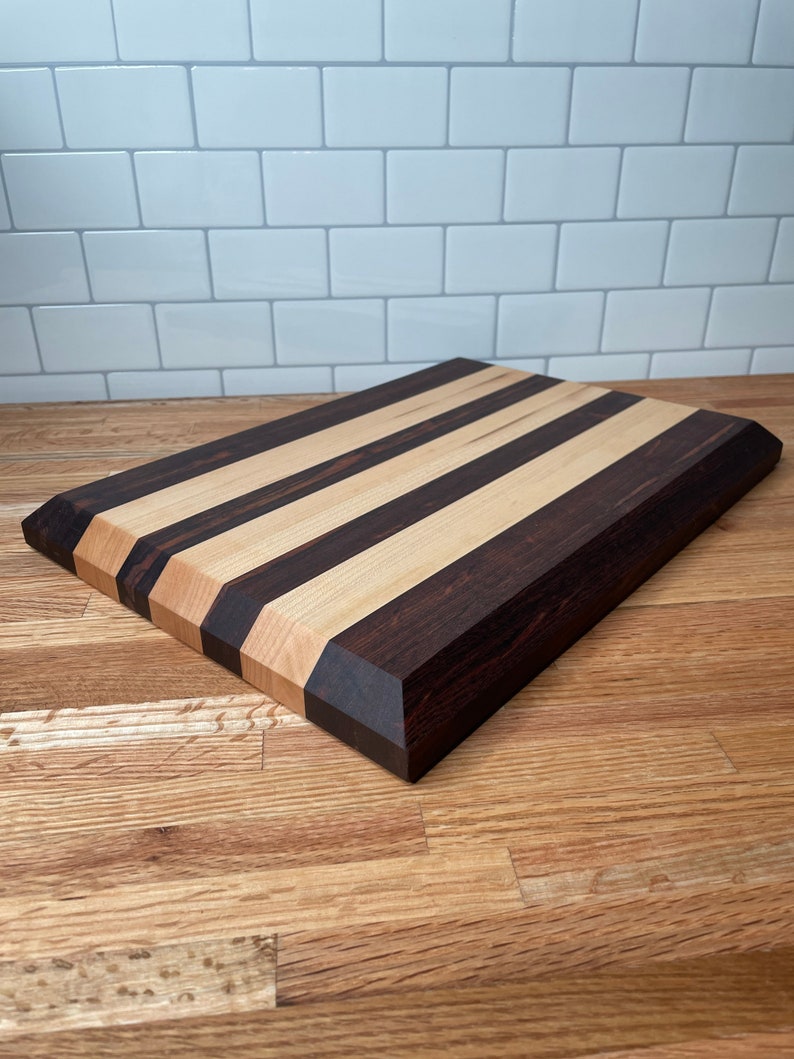 Edge Grain Cutting Board - Maple Wood/caribbean Rosewood - Fully ...