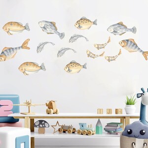 School of Fish Wall Decal, Sea World Wall Decal Set Fish, Kids Stickers ...