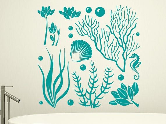 Wall Decals Sea Ocean. Nautical Wall Decals. Marine Life | Etsy