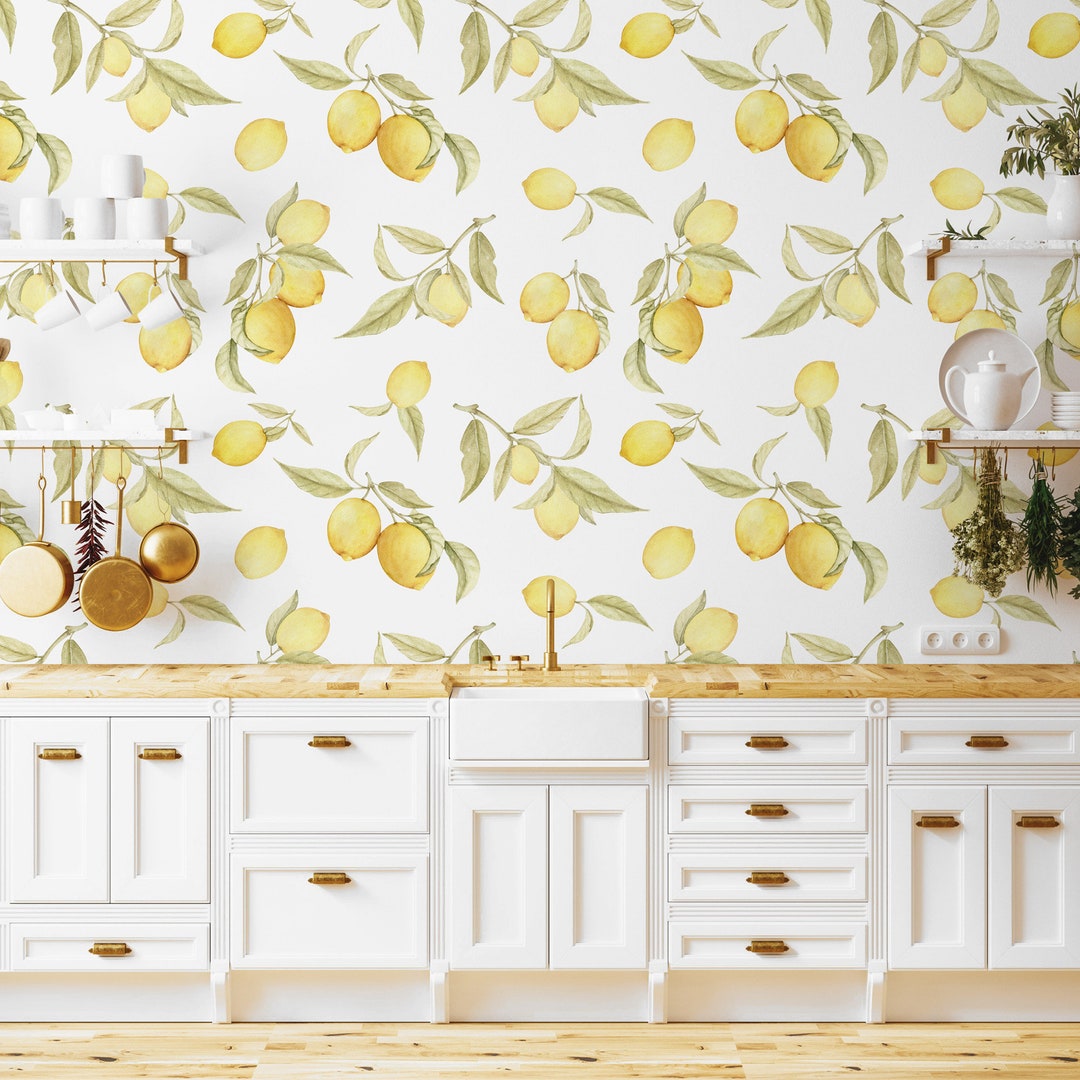 Lemon Wallpaper for Kitchen Wall Peel and Stick, Yellow Fruit Wall Art ...