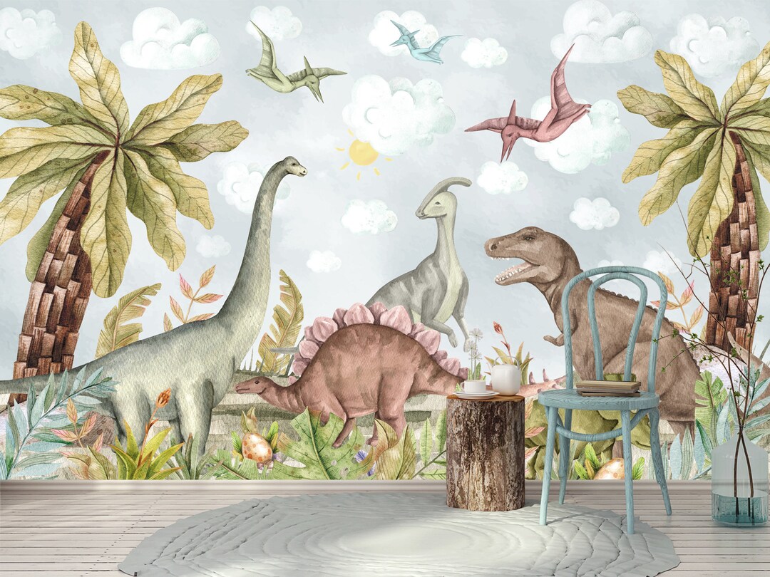 Dinosaurs Wallpaper for Boys Room Dino Park Wallpaper - Etsy