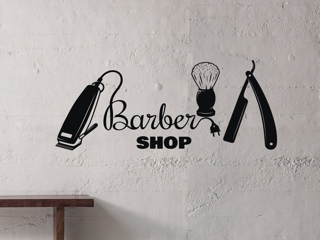 Barbershop Wall Decal. Barber Shop Wall Sign. Man Salon Haircut. Logo ...