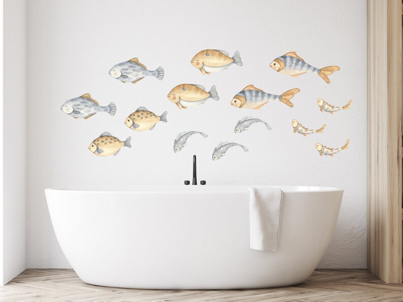 School of Fish Wall Decal, Sea World Wall Decal Set Fish, Kids Stickers ...
