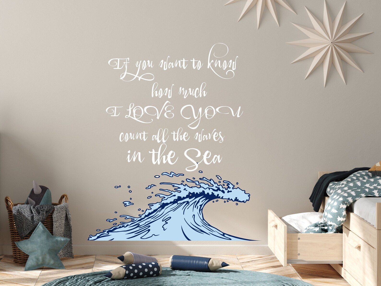Quote Nursery Wall Decal Watercolor Waves in the Sea Decal - Etsy