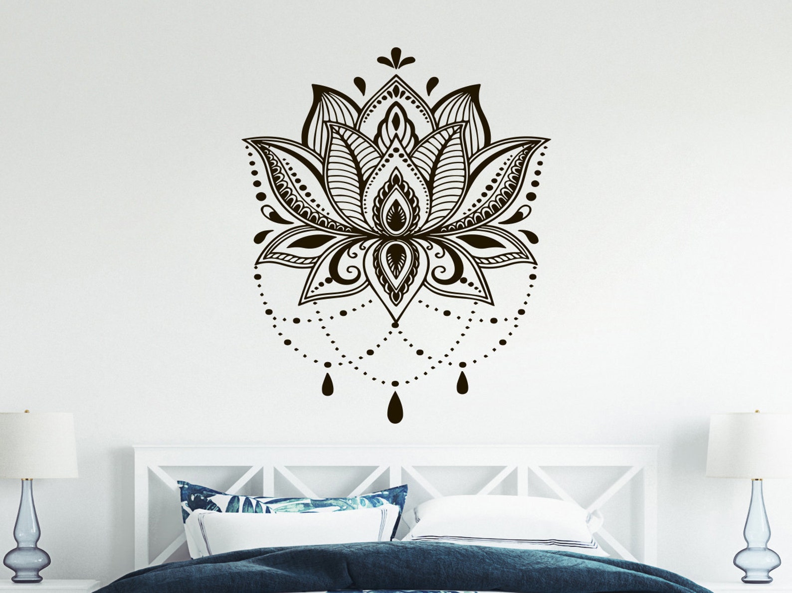 Lotus Mandala Wall Decal. Lotus Decals. Mandala Wall Decal. - Etsy