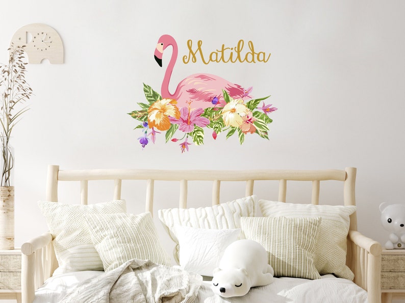 Flamingo Custom Girl Name Wall Decal Animal Nursery Decor - Etsy