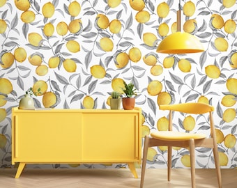 Lemon Fruit Yellow Wallpaper - Etsy