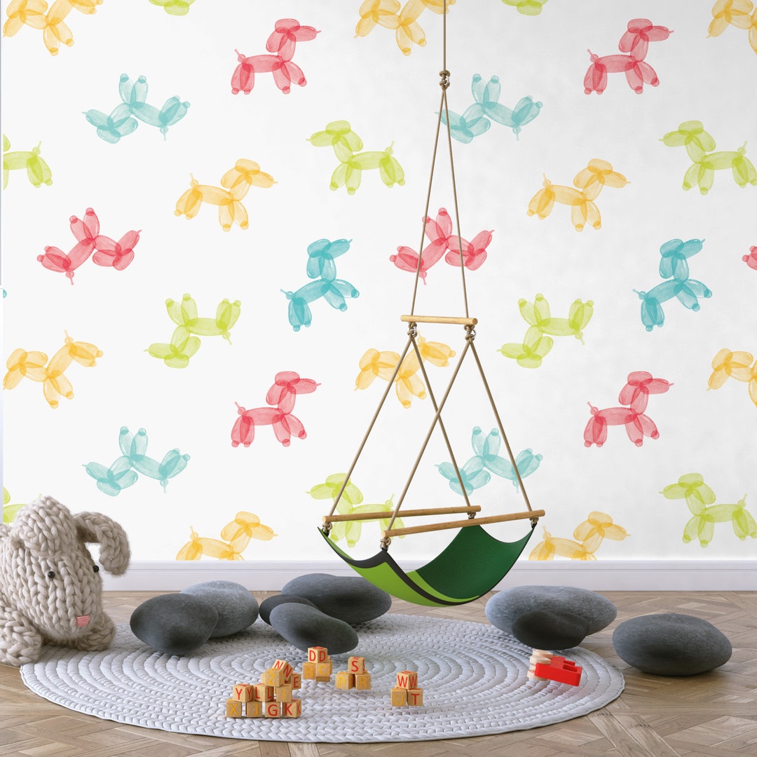 Balloon Dog Theme Colorful Wallpaper for Toddler, Removable Wall Paper ...