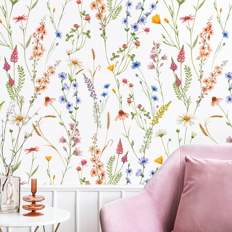 Wild Flower Wallpaper - Etsy