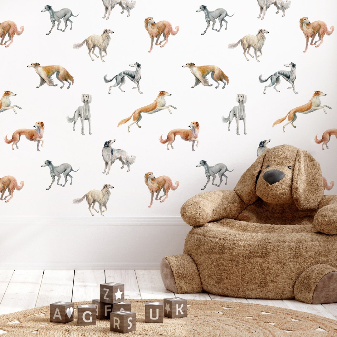 Dog Wallpaper Peel and Stick, Watercolor Dog Wall Mural Accent ...