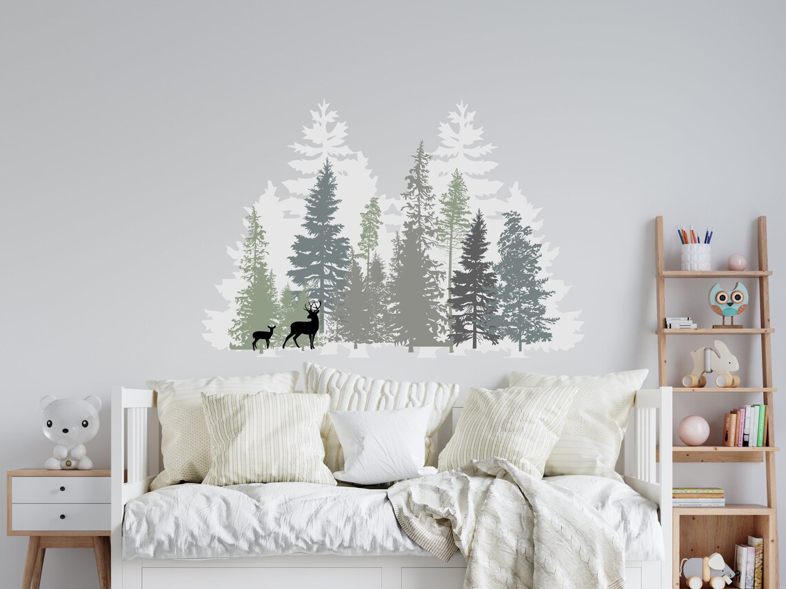 Tree Forest Wall Decals Forest Wall Sticker Tree Forest - Etsy