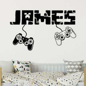 Gamer Custom Name Wall Decal - Personalized Name Boy Wall Sticker ...