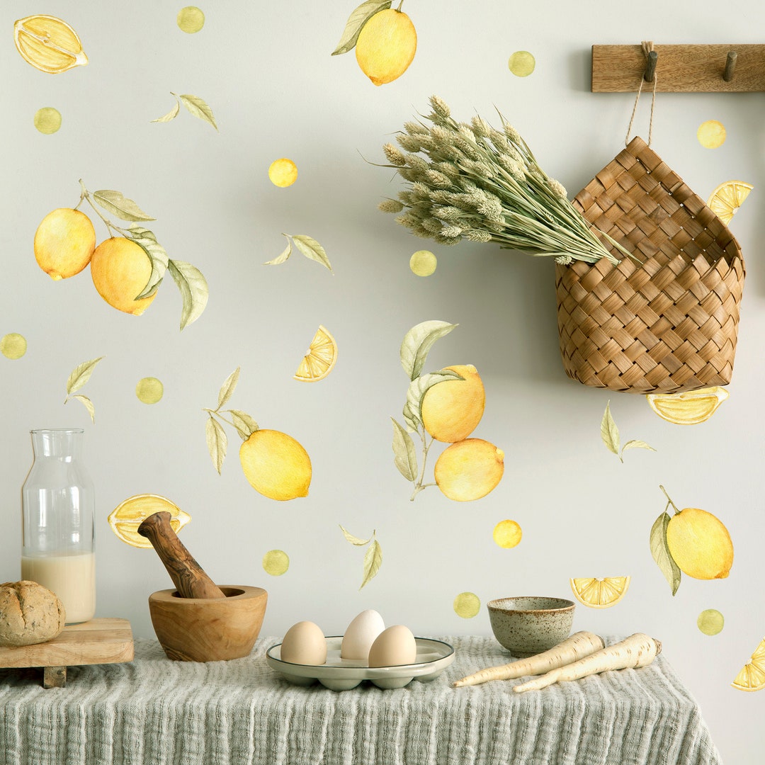 Lemon Wall Decal Peel and Stick for Kitchen, Removable Yellow Lemon ...