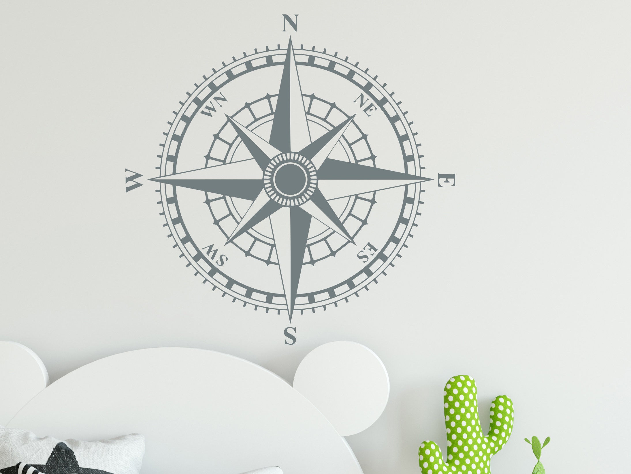 Compass Wall Decal / Nautical Nursery Decals / Nautical Wall | Etsy