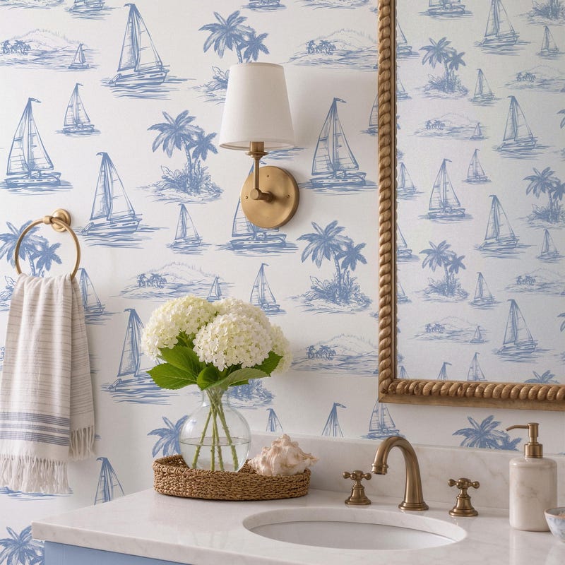 Toile Wallpaper Beach - Etsy